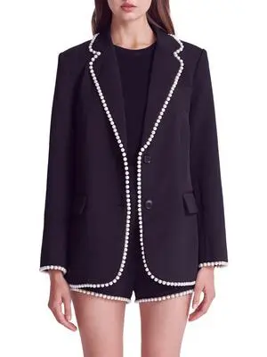 Endless Rose Pearl Trim Blazer - Black