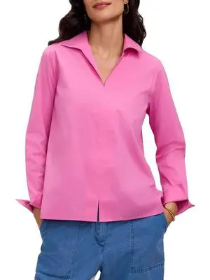 Foxcroft Agnes Split Cuff Popover Blouse - Guava Pink