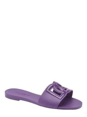 Dolce & Gabbana Bianca Interlock Slide Sandal - 8h438 Viola Brillante 1