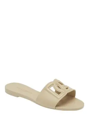Dolce & Gabbana Bianca Interlock Slide Sandal - Beige