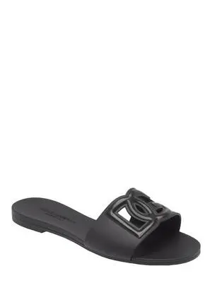Dolce & Gabbana Bianca Interlock Slide Sandal - Black