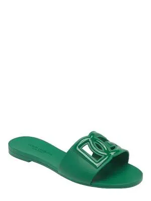Dolce & Gabbana Bianca Interlock Slide Sandal - Green