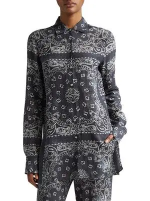GOLDEN GOOSE Paisley Print Oversized Shirt - Anthracite