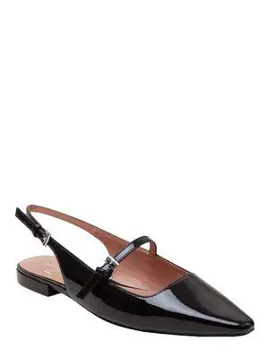 Linea Paolo Celeste Slingback Pointed Toe Flat - Black/black