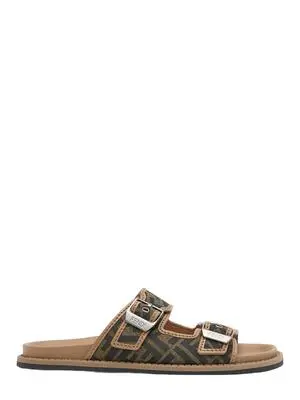 Fendi Ff Jacquard Slide Sandals - Tobacco/sand