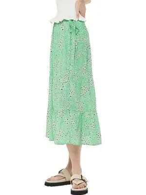 Whistles Daisy Meadow Tie Side Skirt - Green/multi