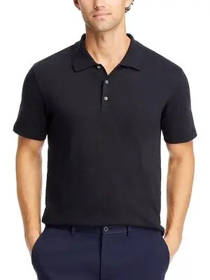 Theory Bron Polo In Cosmos Slub Cotton - Black