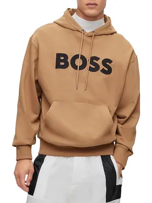 BOSS Sullivan Cotton Logo Hoodie Medium Beige/black