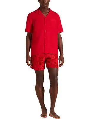 Vilebrequin Short Sleeved Solid Linen Shirt Reds