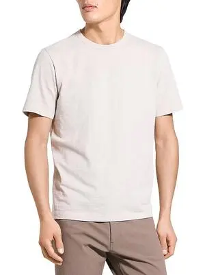 Theory Essential Tee In Cosmos Slub Cotton - Silver Cloud