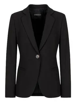 Emporio Armani Barathea-wool Single-breasted Jacket - Black