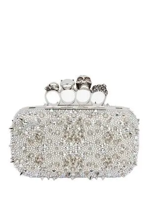 Alexander McQueen Crystal-embellished Knuckle Clutches - White