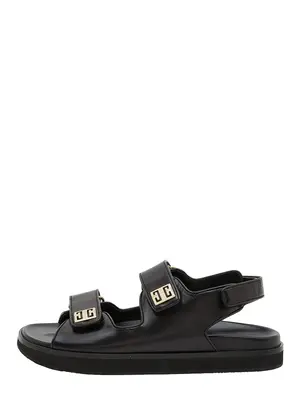 Givenchy Givenchy 4G Leather Strap Flat Sandals 001-black