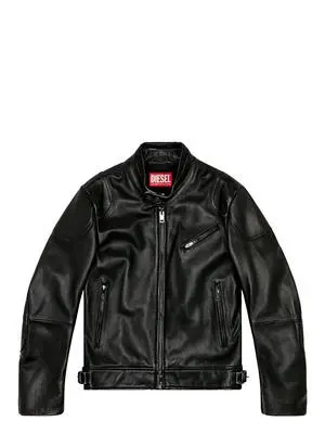 DIESEL® Diesel Black Calf Leather Biker Jacket