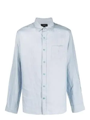Vince Long-sleeve Linen Shirt - Blue