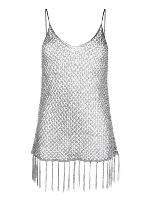 Dodo Bar Or Tasseled Crochet Top - Grey