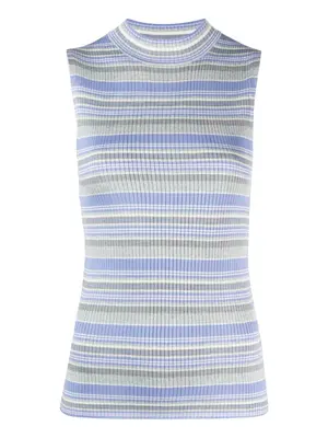 Theory Horizontal Stripe Sleeveless Top - Blue