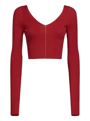 Marni Ribbed V-neck Jumper - Red