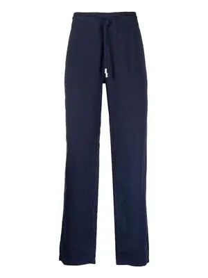 Vilebrequin Drawstring Straight-leg Linen Trousers - Blue