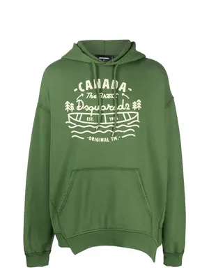 Dsquared2 Graphic-print Cotton Hoodie - Green