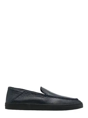 Giorgio Armani Whipstitch-detail Leather Loafers - Blue
