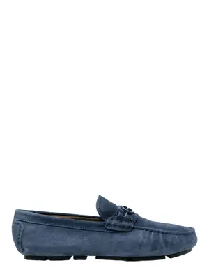 BALDININI Logo-plaque Calf-leather Loafers - Blue