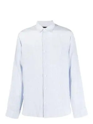 Vince Striped Button-up Linen Shirt - Blue