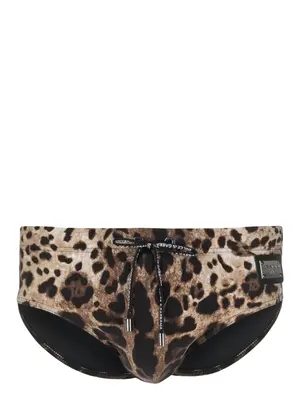 Dolce & Gabbana Leopard-print Swim Briefs - Brown