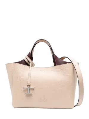 TOD'S Logo-plaque Leather Tote Bag - Neutrals