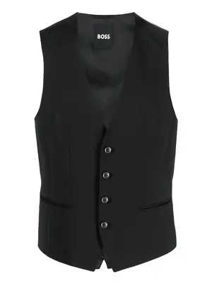 BOSS Adjustable Cotton-blend Waistcoat - Black