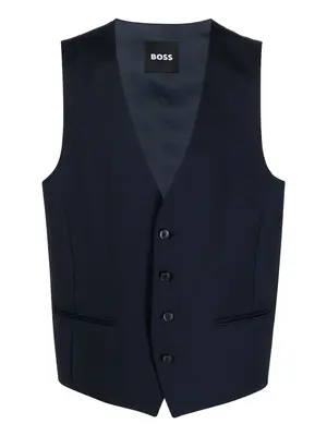 BOSS Single-breasted Buttoned Waistcoat - Blue
