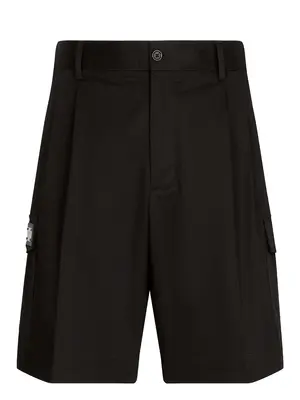 Dolce & Gabbana Logo-plaque Gabardine Cargo Shorts - Black