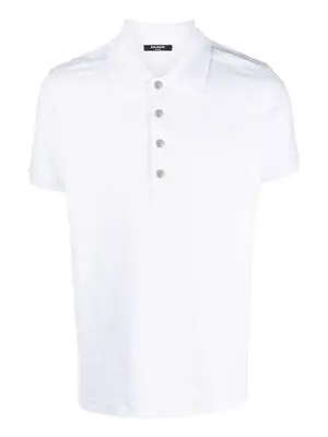 Balmain Monogram-pattern Piqué Polo Shirt - White