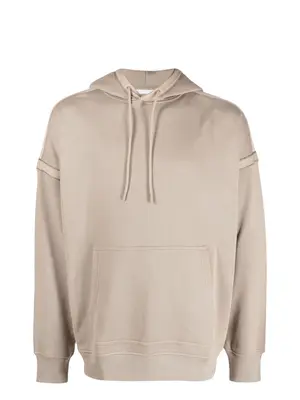 Helmut Lang Logo-embroidered Cotton Hoodie - Neutrals