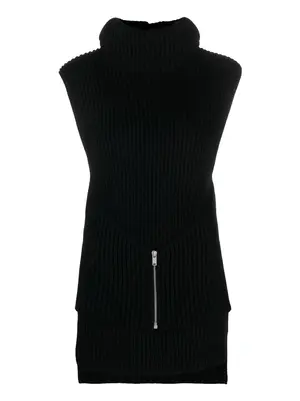JIL SANDER Roll-neck Wool Top - Black