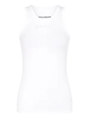 Rabanne Logo-devoré Cotton Tank Top - White