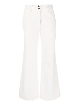 FORTE_FORTE High-waisted Flared Trousers - Neutrals