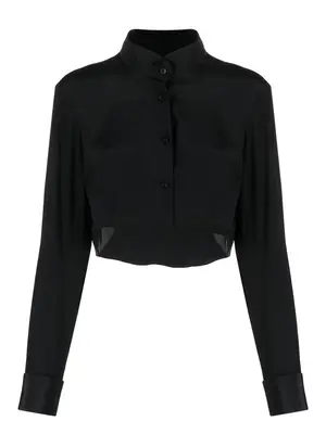 ALMAZ Almaz Split Silk Cropped Shirt
