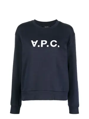 A.p.c. Vpc Logo-print Cotton Sweatshirt - Blue