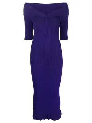 Philosophy Di Lorenzo Serafini Off-shoulder Knitted Midi Dress - Purple