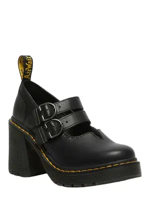 Dr. Martens Eviee Sendal Leather Heeled Shoes - Black