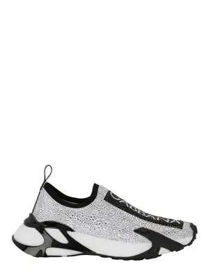 Dolce & Gabbana Fast Crystal Embellished Sneakers - White