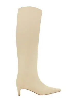 Staud Wally Leather Knee Boots White
