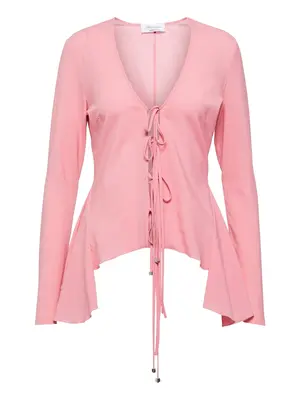 Blumarine Ruffled Wool-blend Blouse - Pink