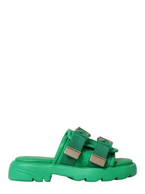 Bottega Veneta Flash Rubber And Canvas Heeled Sandals - Green