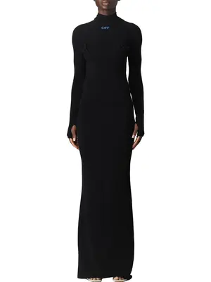 Off-White Viscose Blend Dress - Black