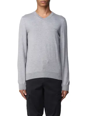 BOSS BOSS V-Neck Fine Knit Sweater Grey