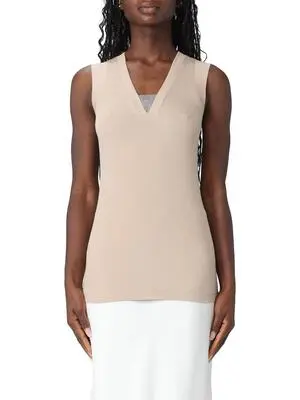 Brunello Cucinelli Sleeveless V-neck Top - Beige
