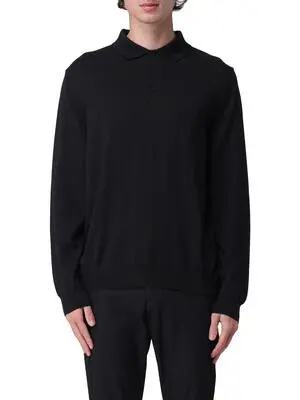 BOSS Sweater With Collar And Button Detail - Black