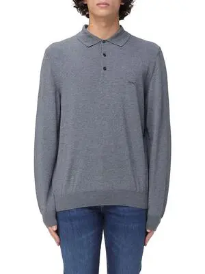 BOSS Sweater With Collar And Button Detail - Grey